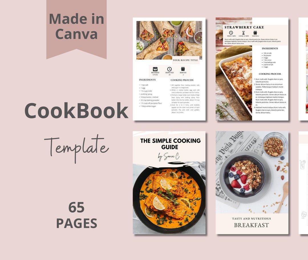 Canva Cookbook Template, Recipe Cookbook Template, Editable Canva ...