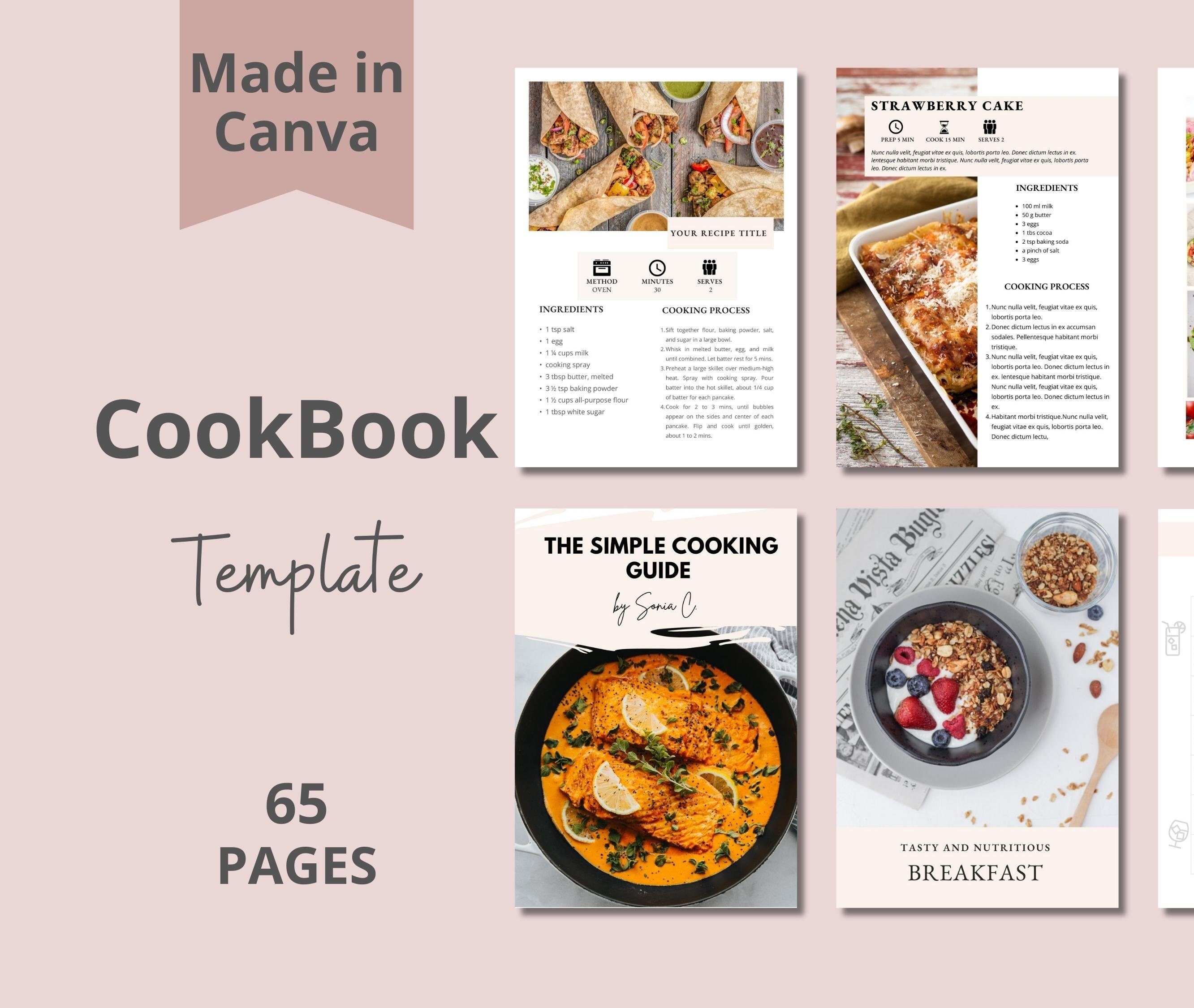 Canva Cookbook Template, Recipe Cookbook Template, Editable Canva ...