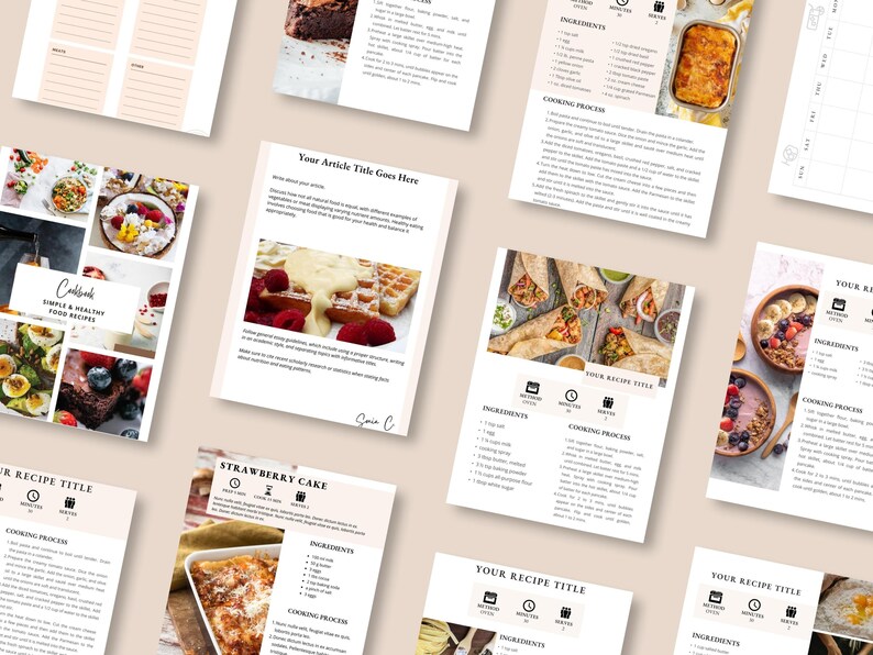 Canva Cookbook Template, Recipe Cookbook Template, Editable Canva ...