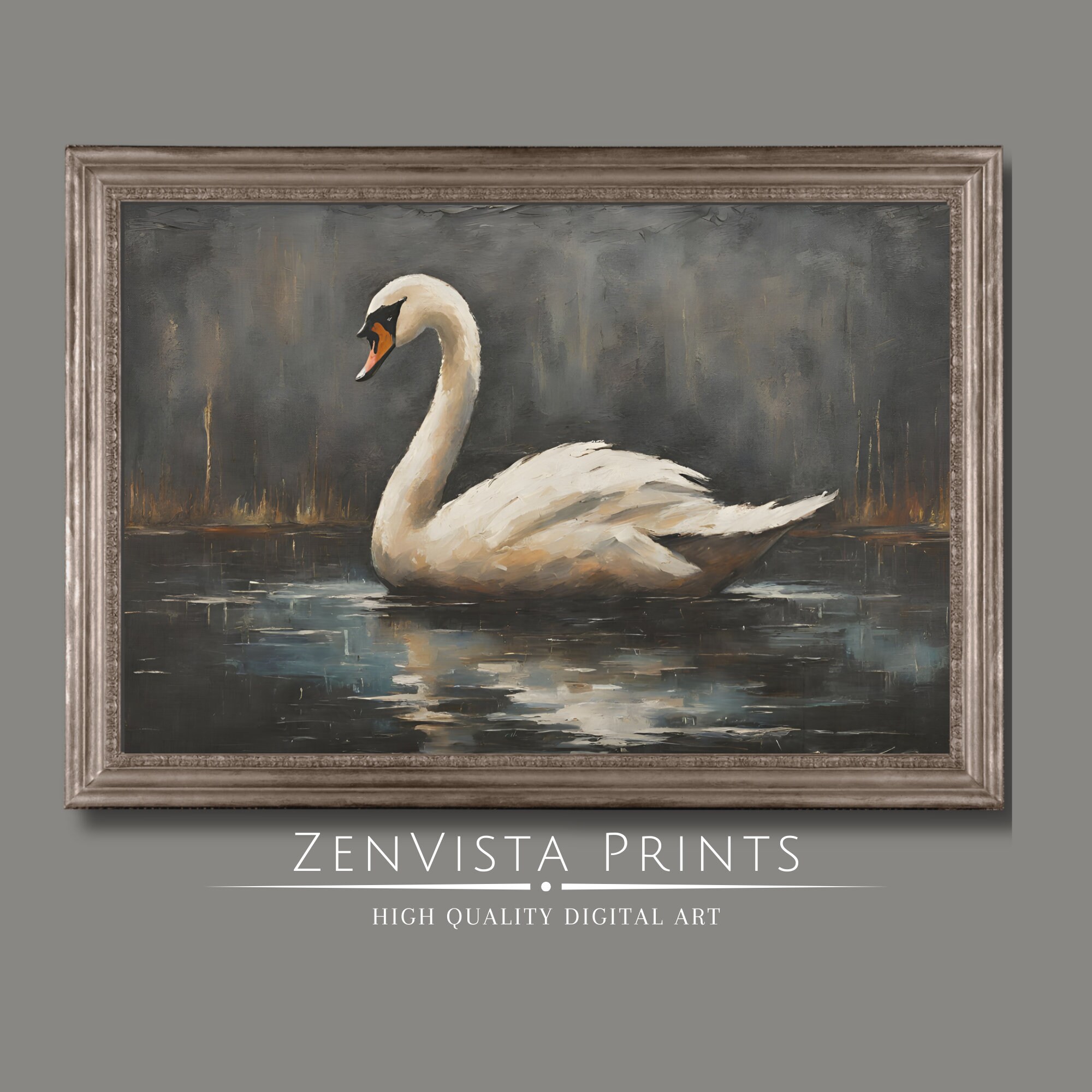 Printable Swan Art Vintage Swan Printable Wall Art Downloadable Art ...