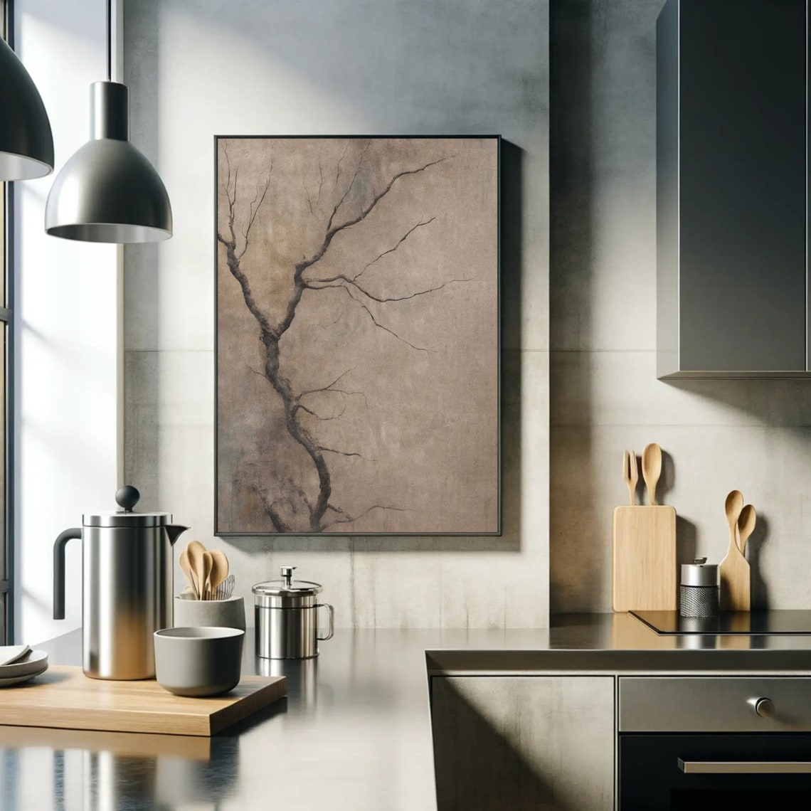 Wabi Sabi Wall Art Printable, Wabi Sabi Abstract Tree Art, Downloadable Neutral Print, Modern ...