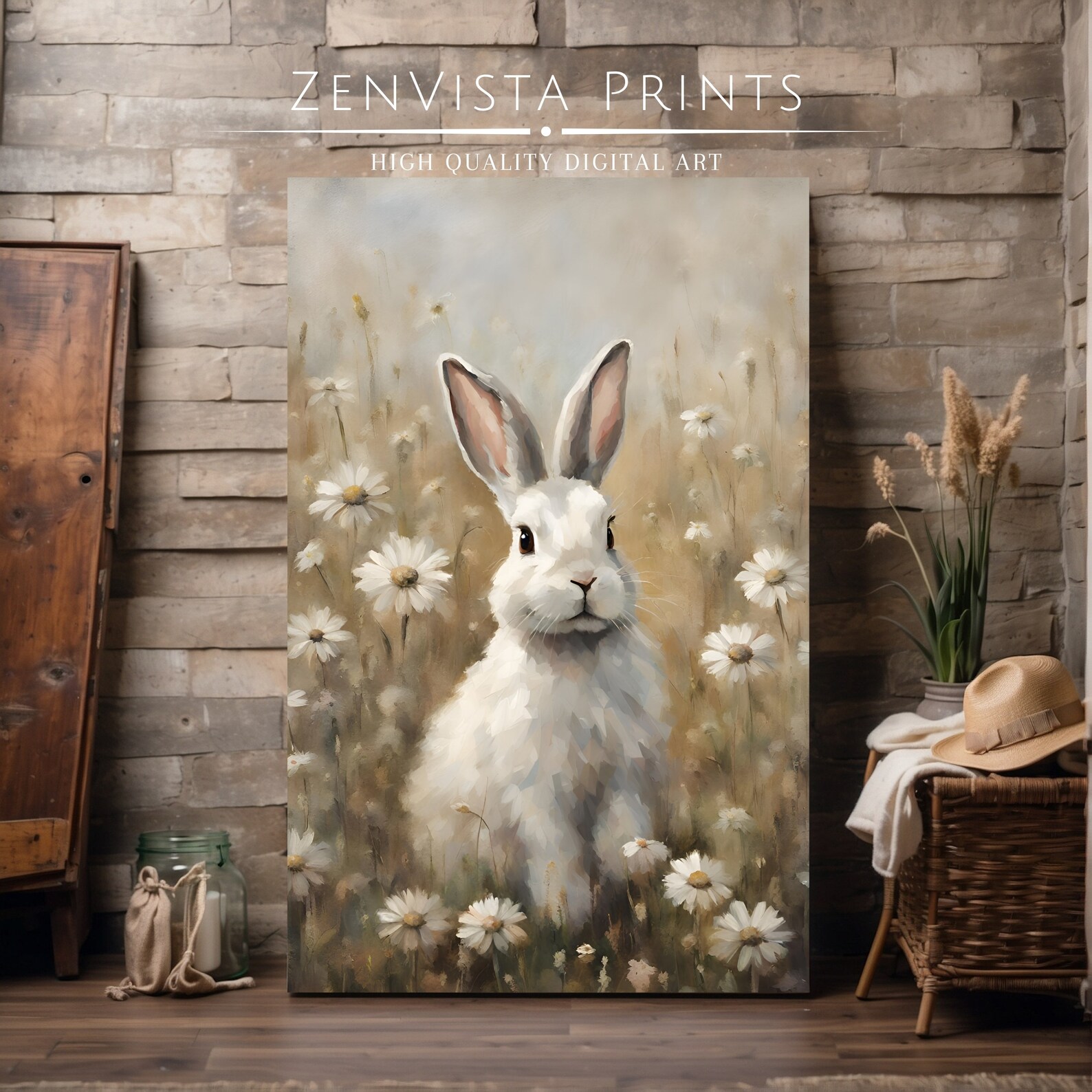 Bunny Prints Wall Art Printable Vintage Bunny Print Download ...