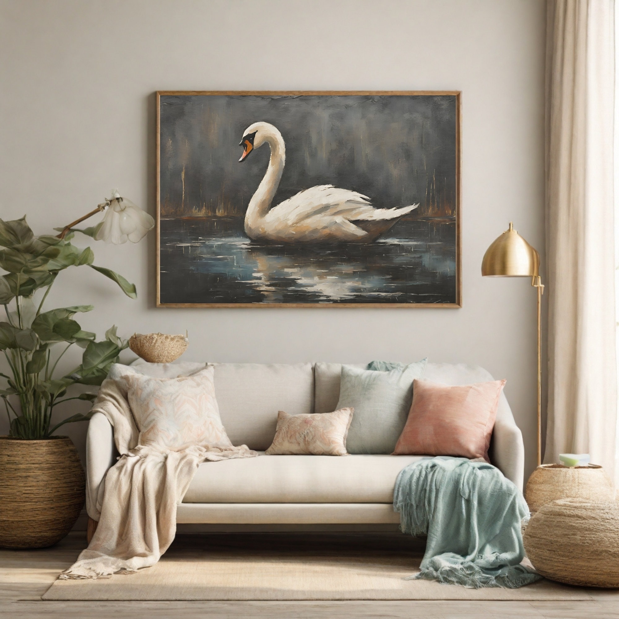 Printable Swan Art Vintage Swan Printable Wall Art Downloadable Art ...