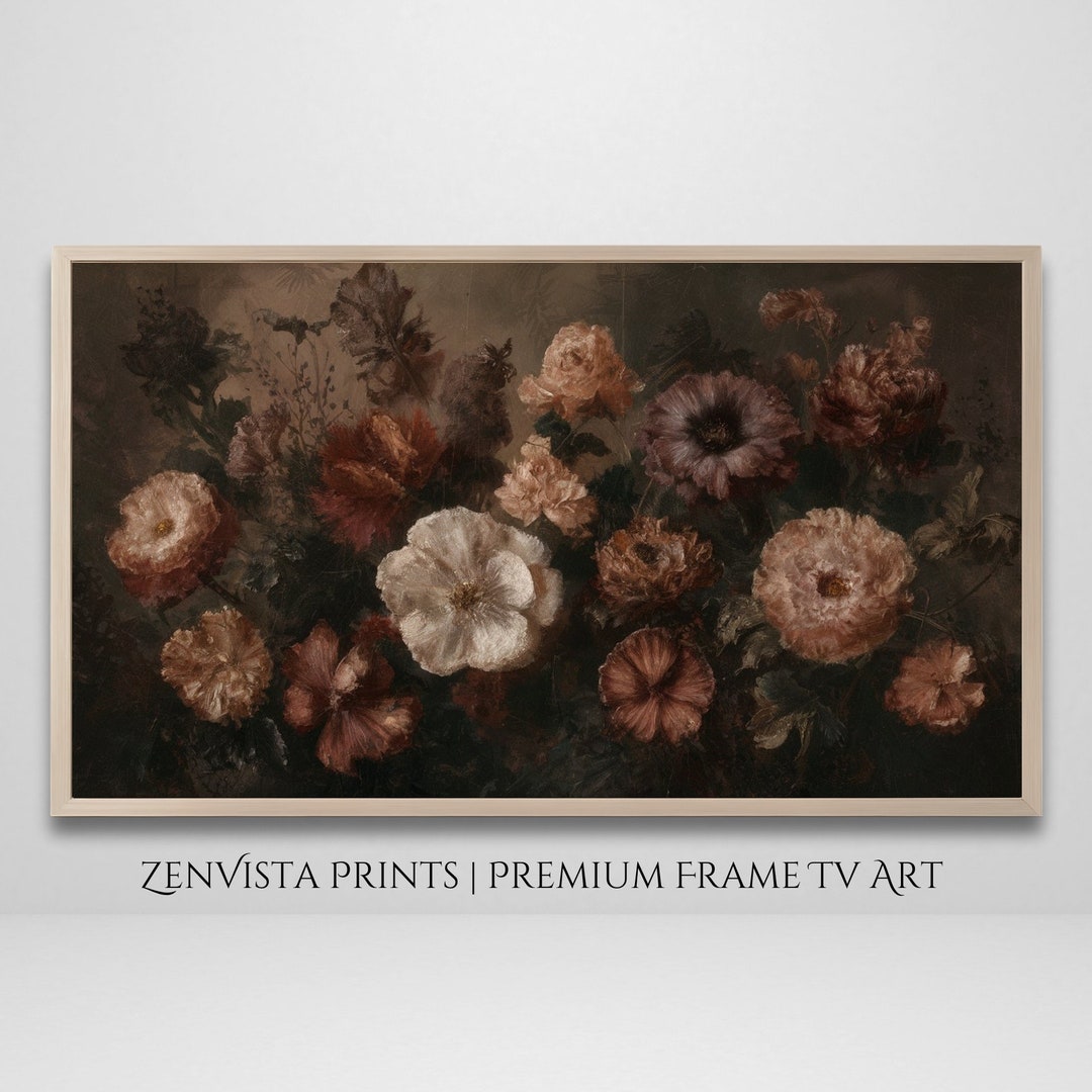 Dark Academia Frame Tv Art Abstract Flowers | Vintage Moody Floral ...