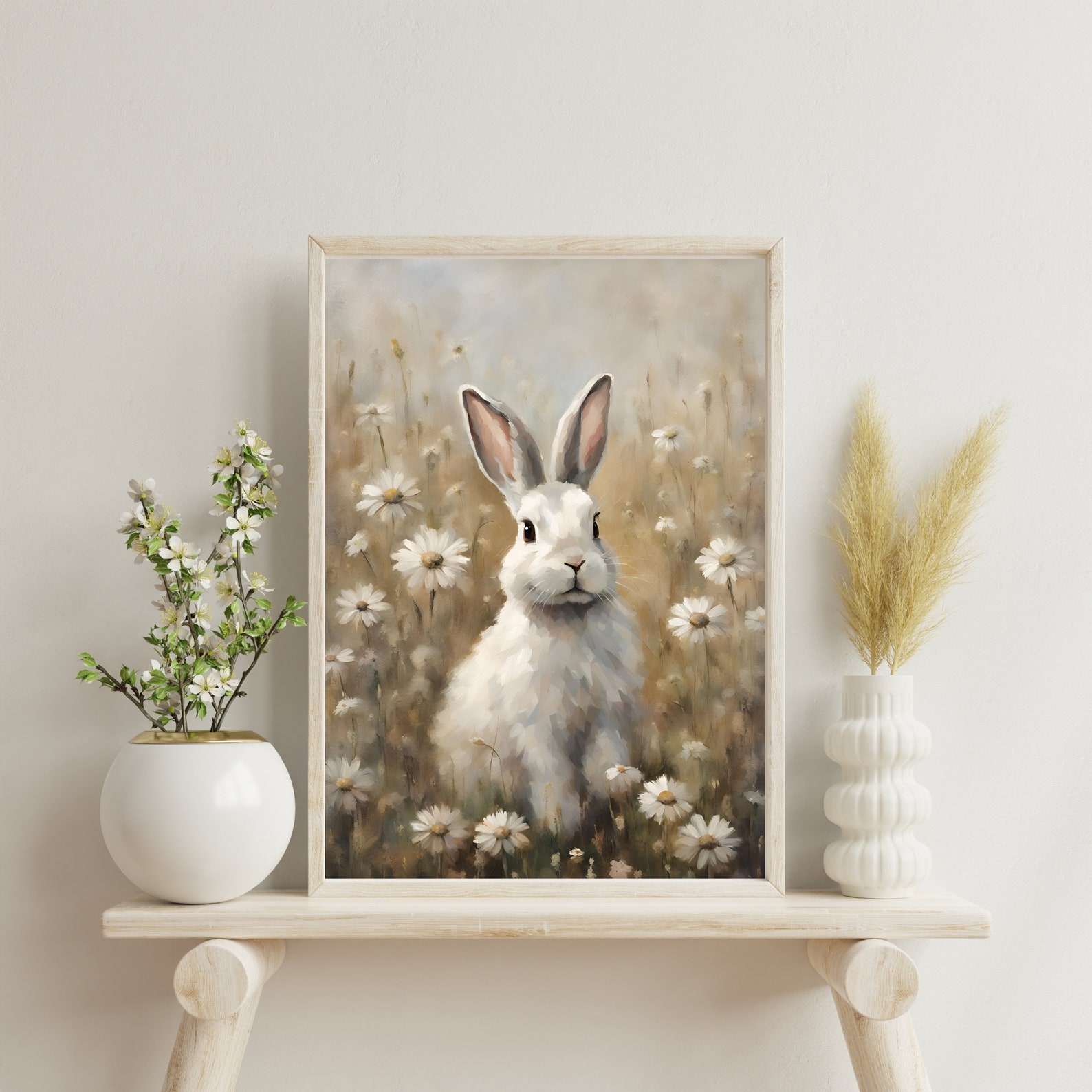 Bunny Prints Wall Art Printable Vintage Bunny Print Download ...