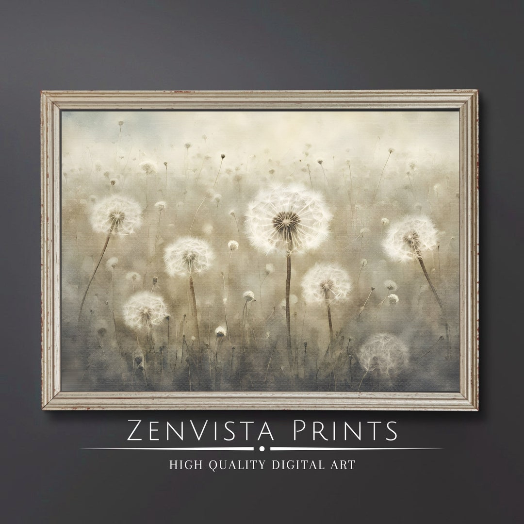Dandelion Printable Wall Art Spring Rustic Dandelion Digital Print ...