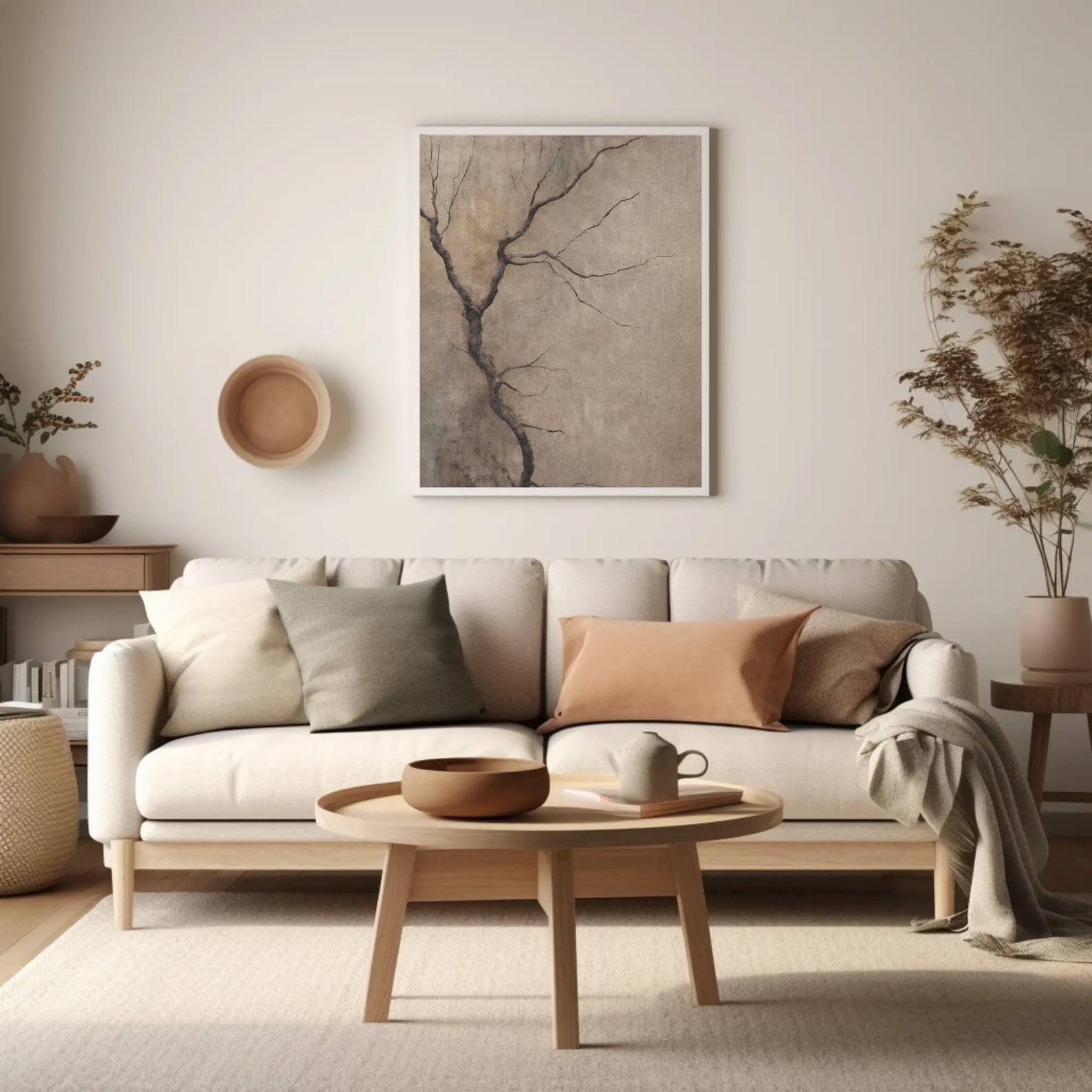 Wabi Sabi Wall Art Printable, Wabi Sabi Abstract Tree Art, Downloadable Neutral Print, Modern ...