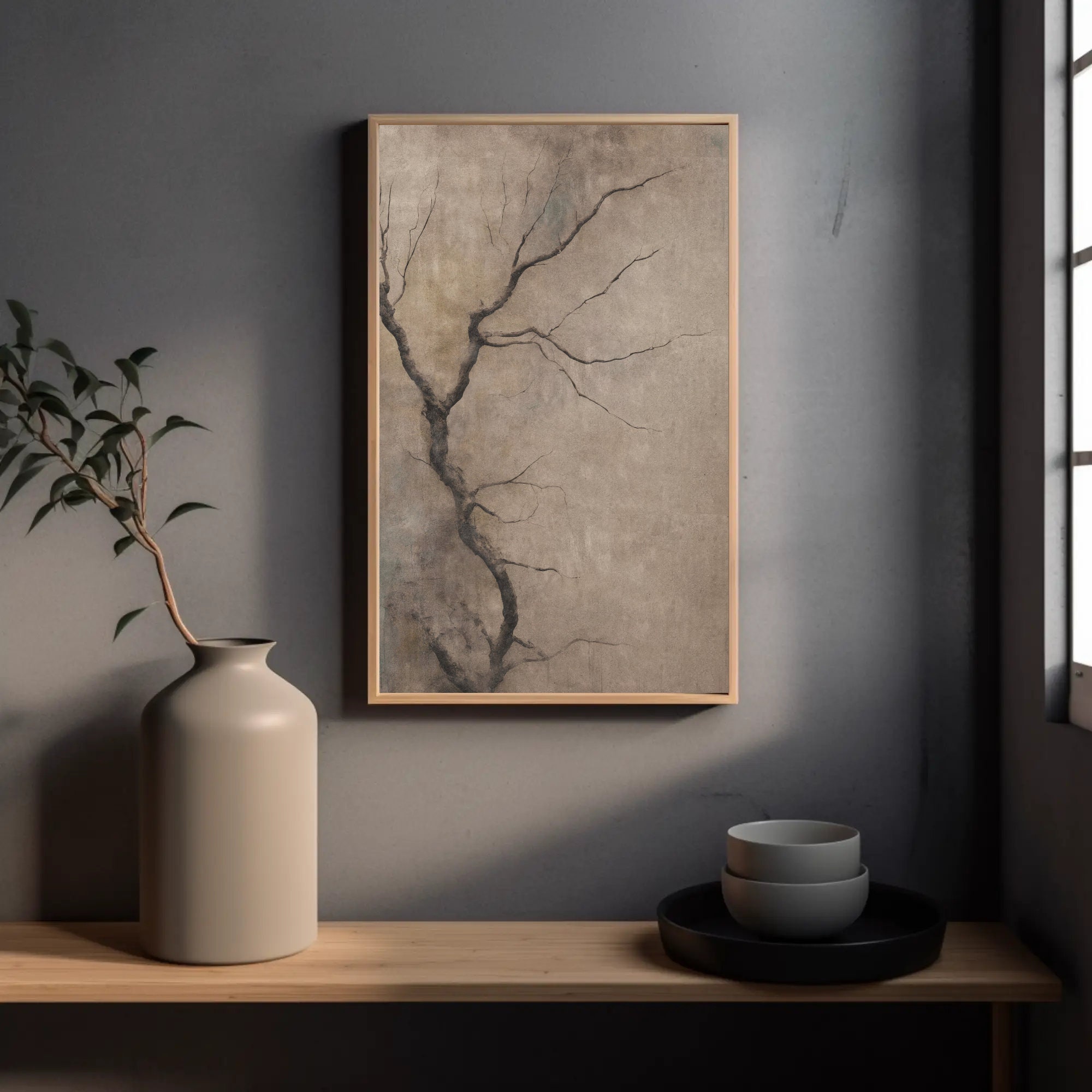 Wabi Sabi Wall Art Printable, Wabi Sabi Abstract Tree Art, Downloadable Neutral Print, Modern ...