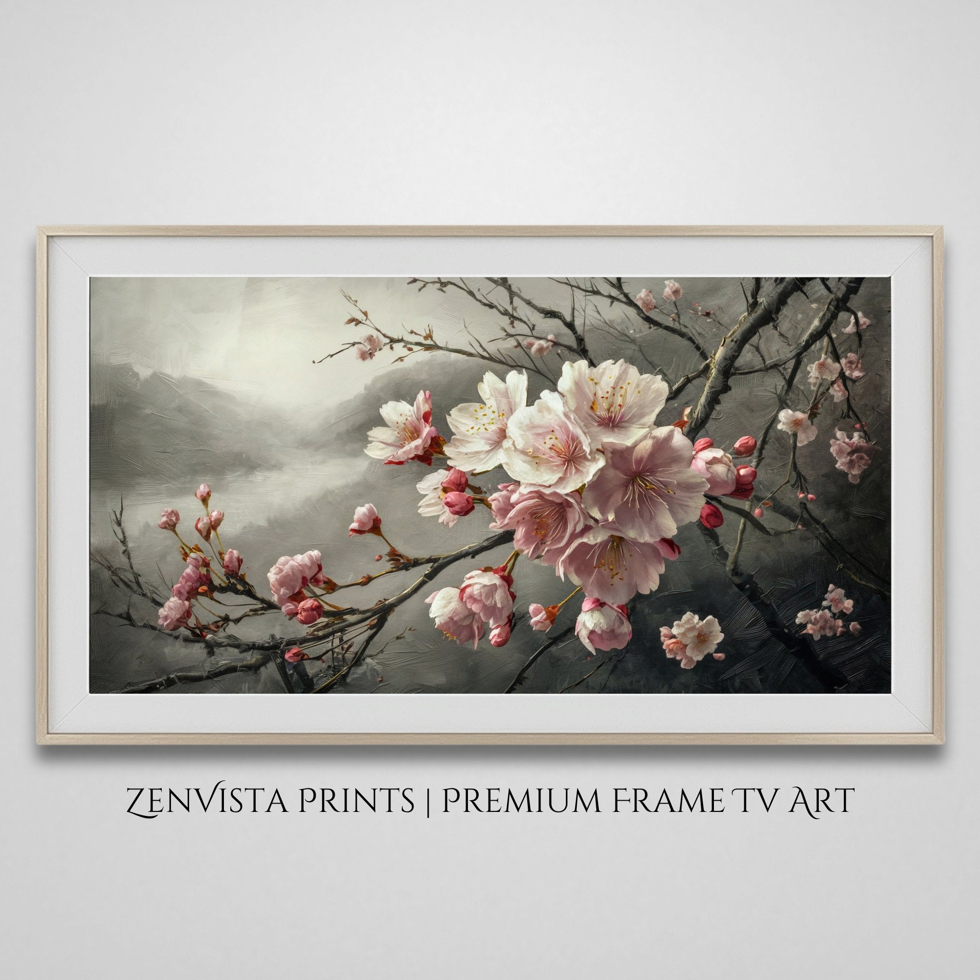 Spring Frame Tv Art Cherry Blossoms Country Field Muted Tonal Pink ...