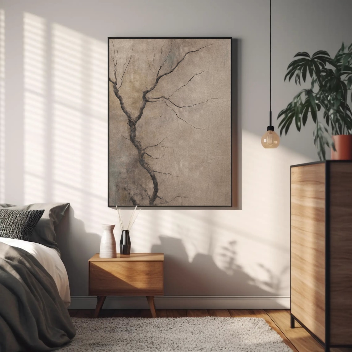 Wabi Sabi Wall Art Printable, Wabi Sabi Abstract Tree Art, Downloadable Neutral Print, Modern ...