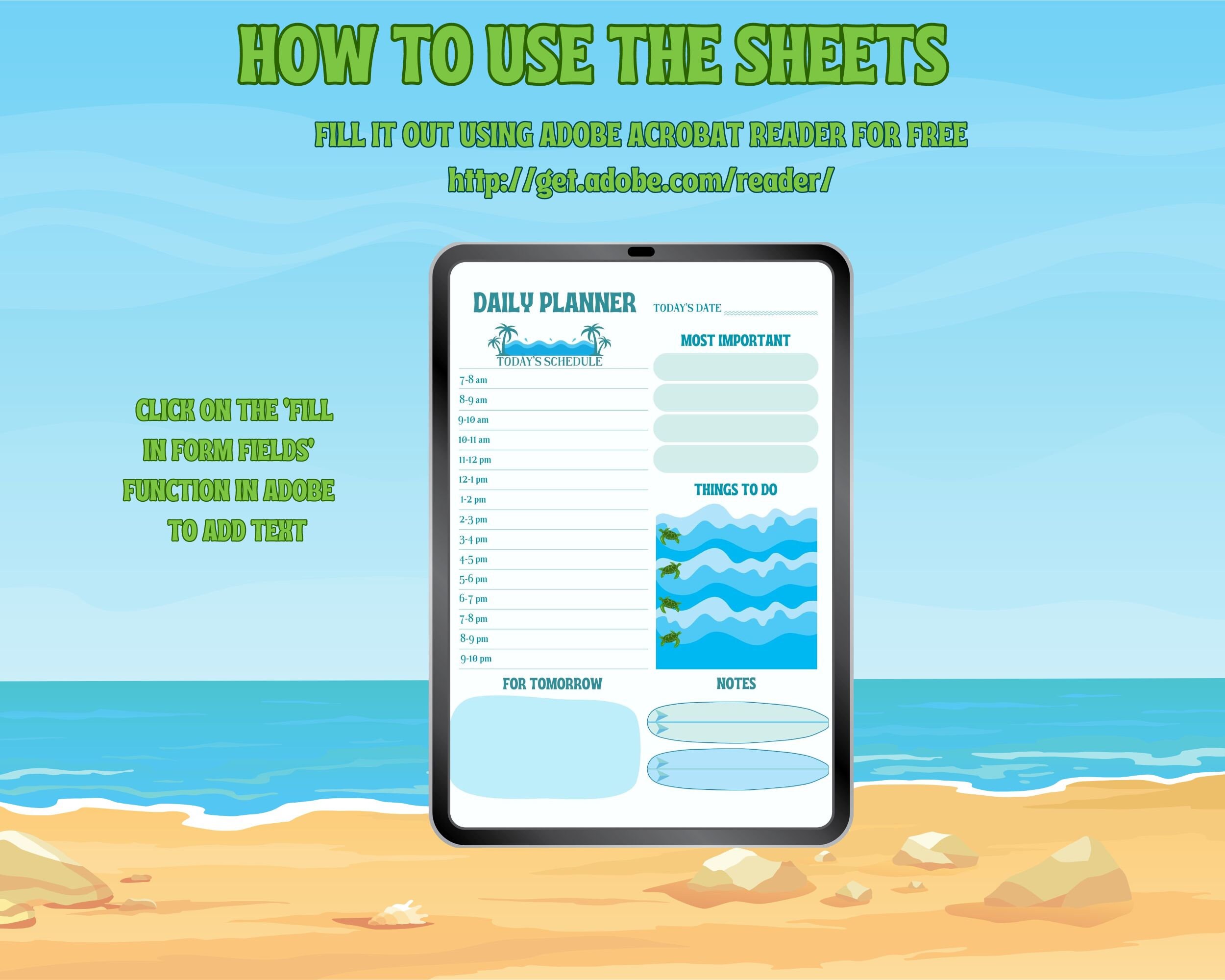 Island Themed Planner, Printable Planner, Undated Planner, Daily Weekly ...