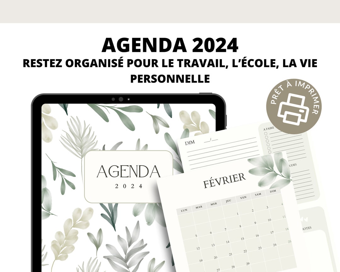 Agenda 2024 in French Undated Annual Planner PDF Printable - Etsy