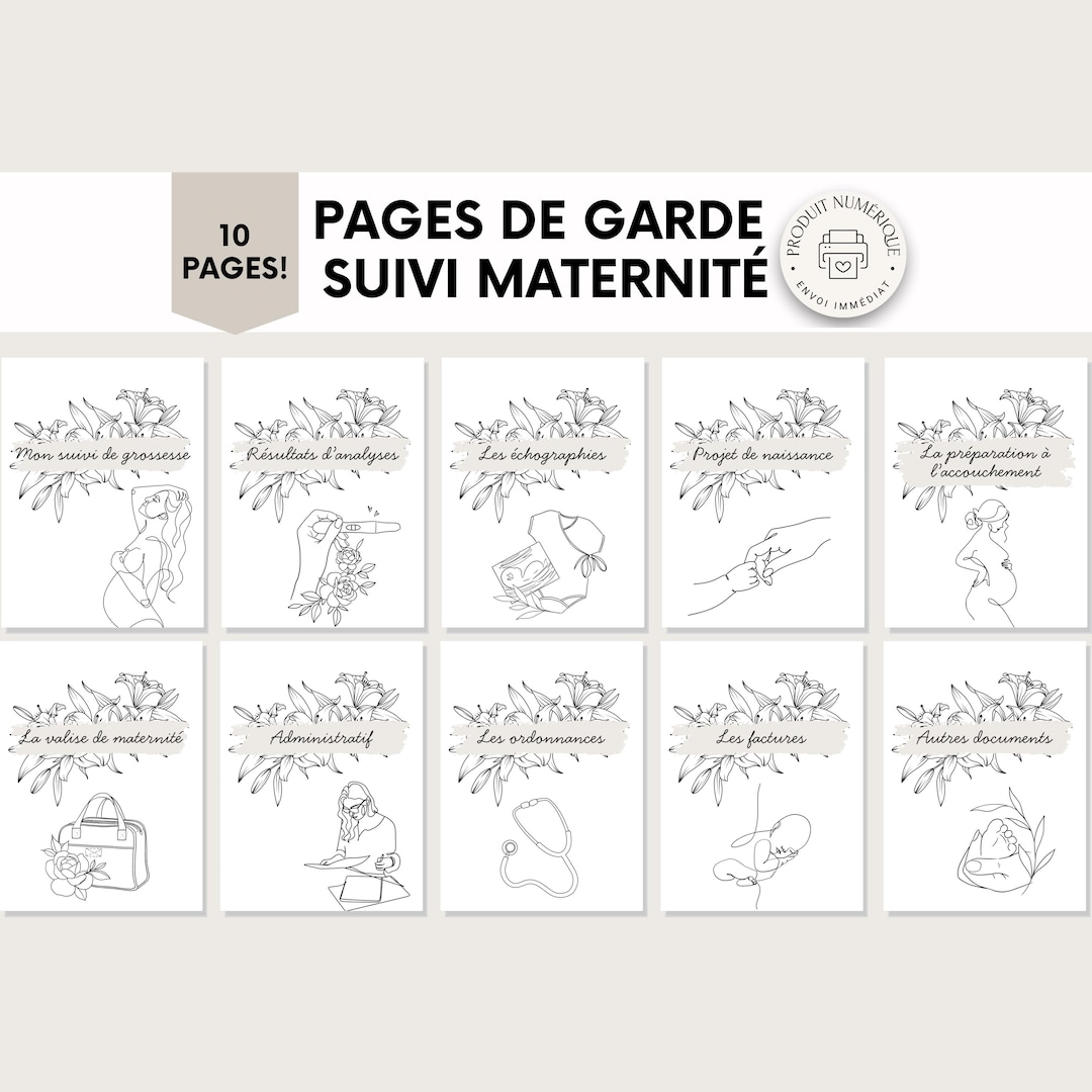 Cover Pages for Maternity Tracking | in French | PDF | Printable ...