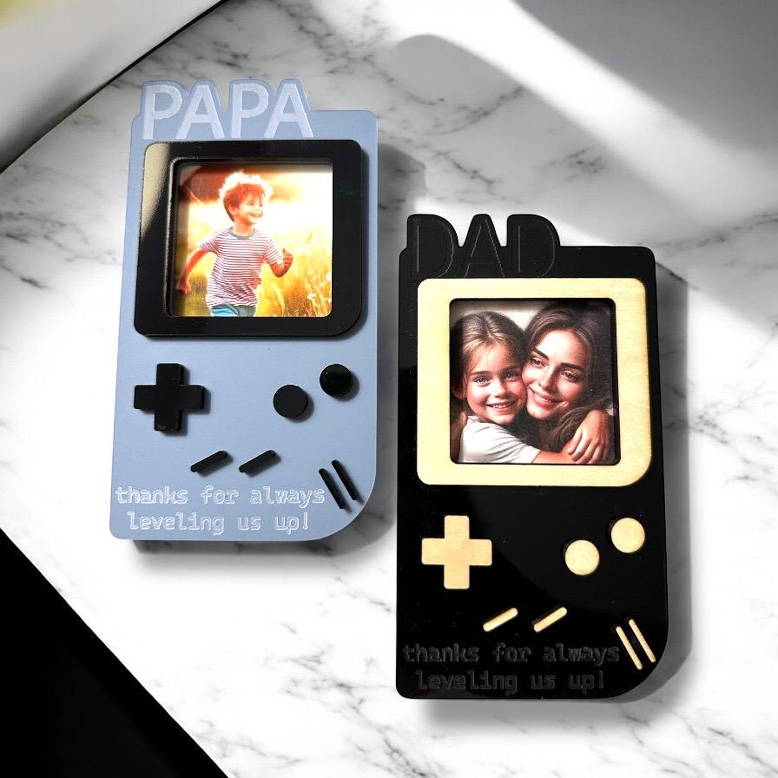 Personalized Gamer Photo Frame: Retro Console Wood & Acrylic - Father's ...