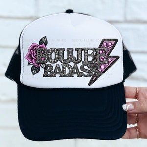 Boujee Badass Faux Embroidery Rhinestone Patch Png Design, Hat Patch Png Sublimation Download ...