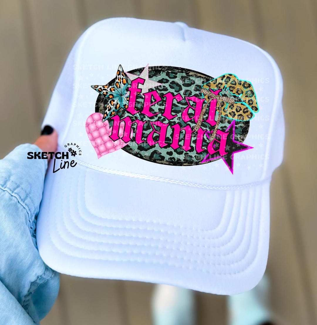 Feral Mama Faux Trucker Hat Patch Png Design, Checkered Trucker Hat ...