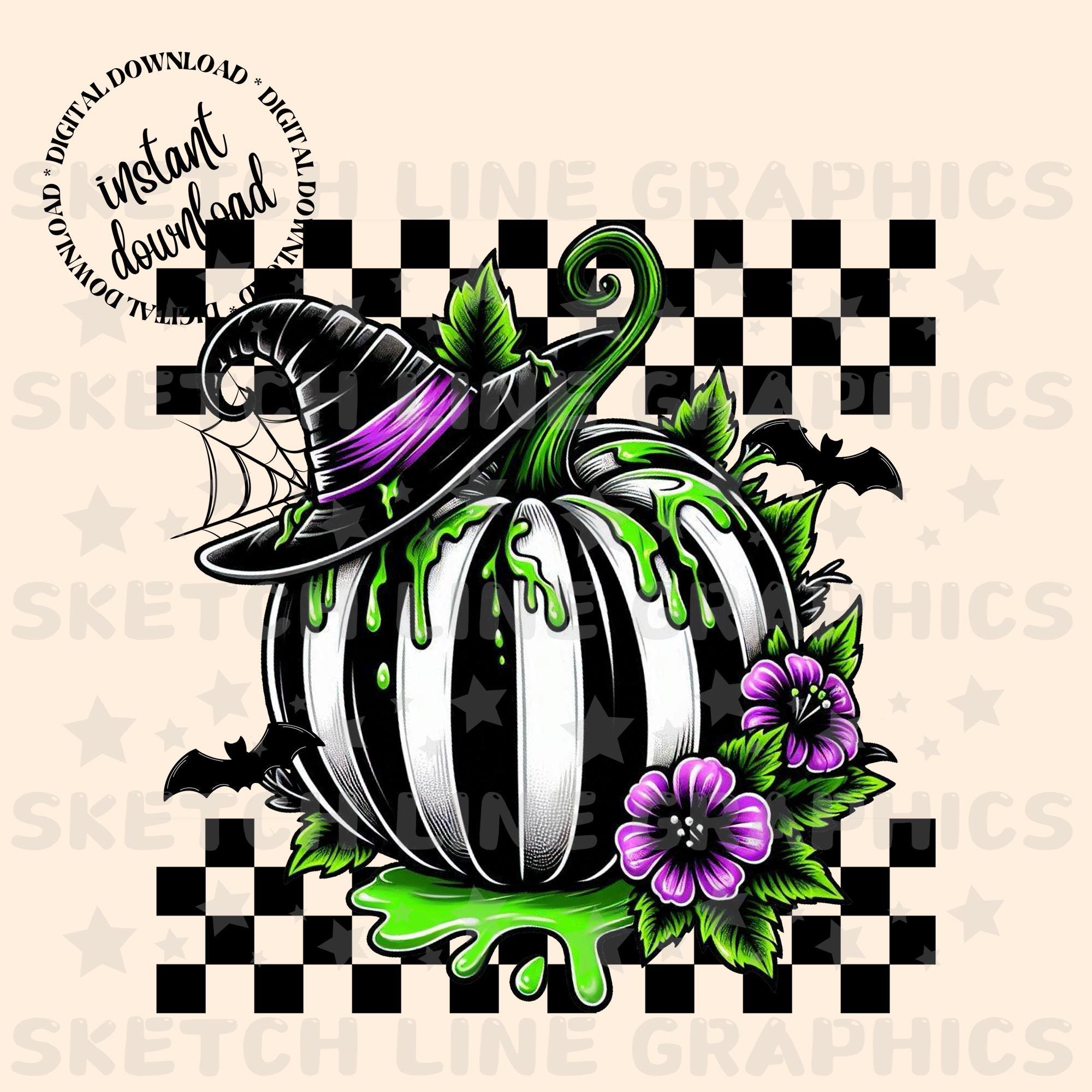 The Juice is Loose Halloween Pumpkin, Checkered Pattern Pumpkin Png ...