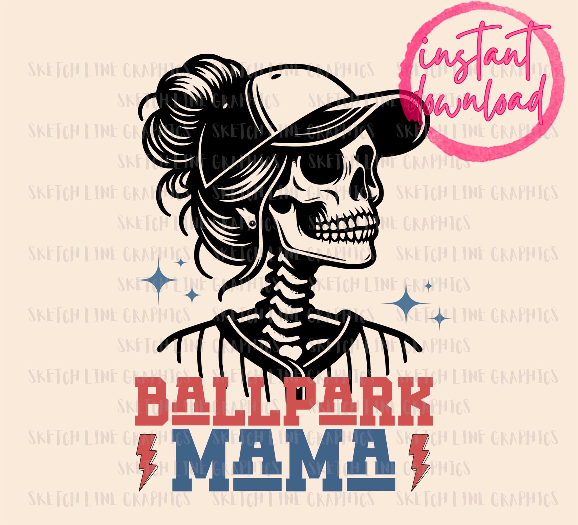Ballpark Mama Skeleton Sublimation Digital Download Png Baseball Mom ...