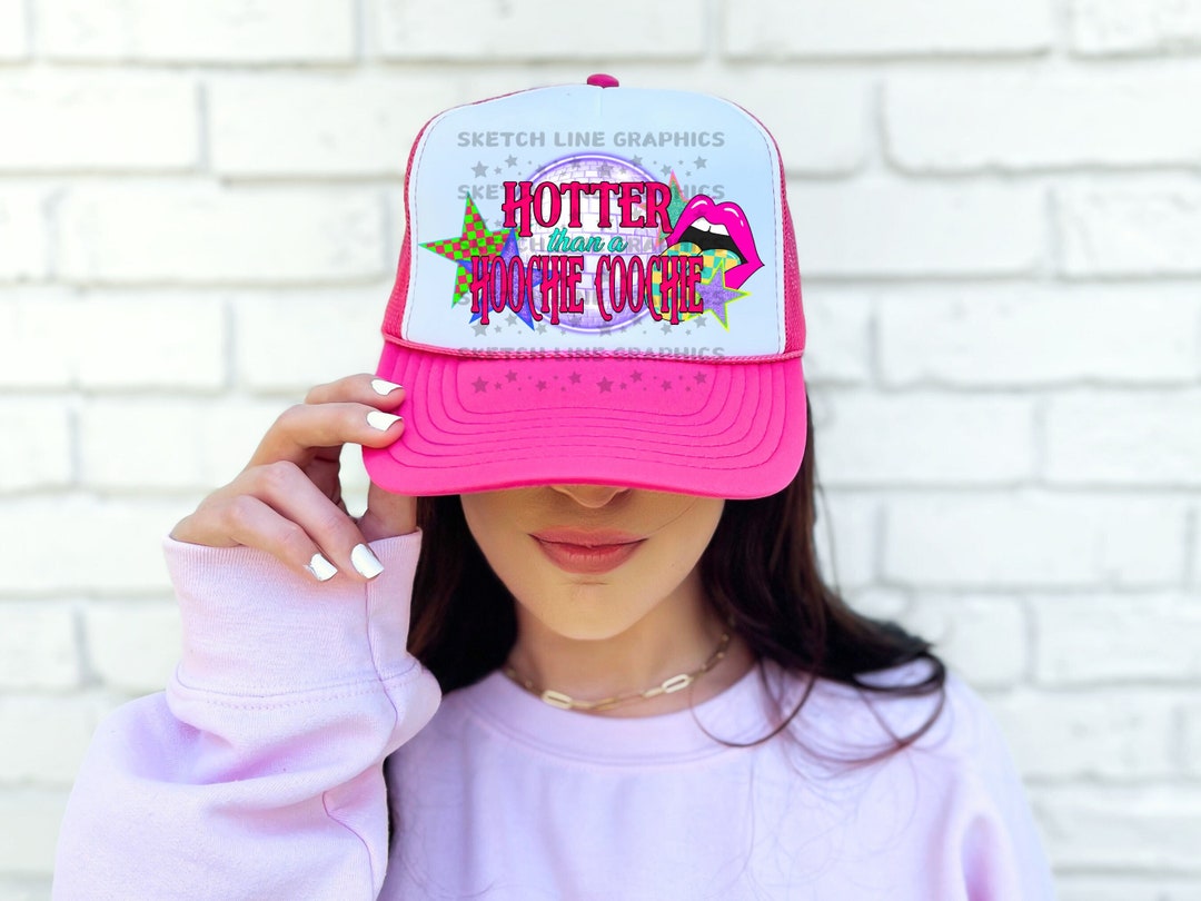 Hotter Than A Hoochie Coochie Trucker Hat Patch Png Design, Checkered Trucker Hat Patch Png ...