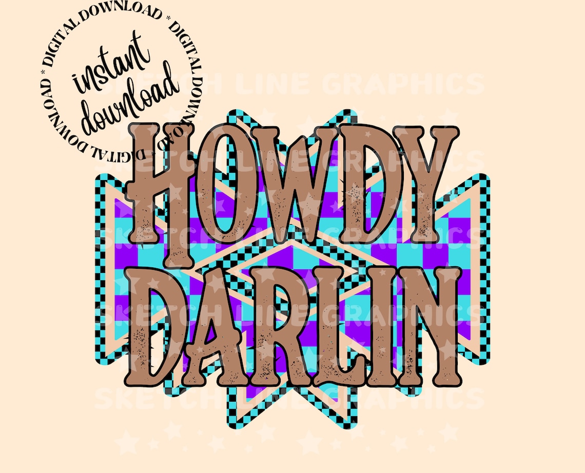 Howdy Darlin Faux Trucker Patch Png Design, Checkered Trucker Hat Patch ...