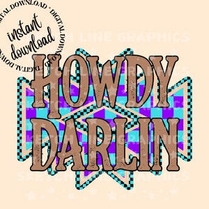 Howdy Darlin Faux Trucker Patch Png Design, Checkered Trucker Hat Patch ...