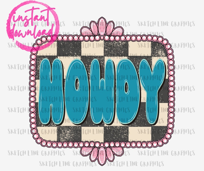 Howdy Checkered Frame Digital Png Download, Western Sublimation Trendy ...