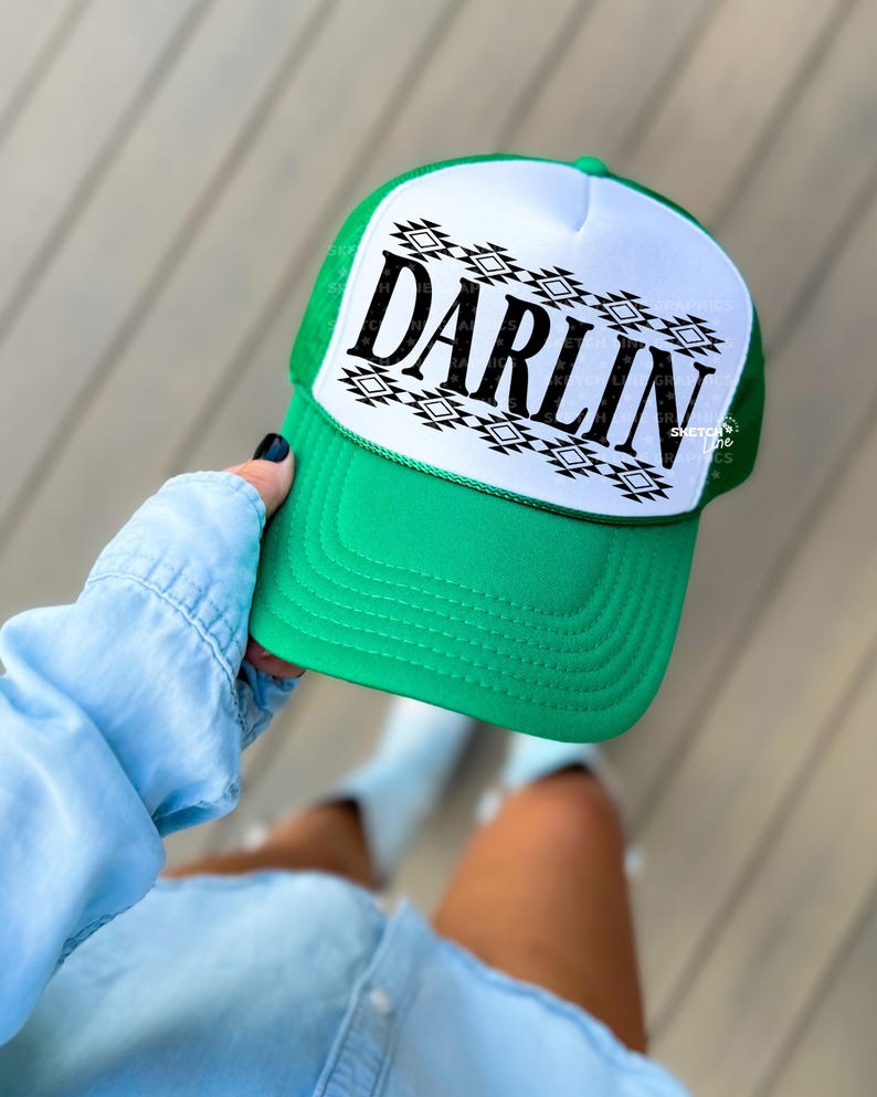 Darlin Trucker Hat Patch Png Design, Western Trucker Hat Patch Png Download, Blue Collar Png ...
