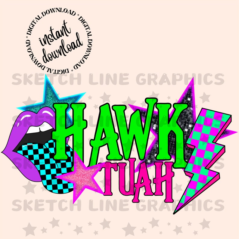 Hawk Tuah Faux Glitter Patch Png Design, Checkered Trucker Hat Patch ...