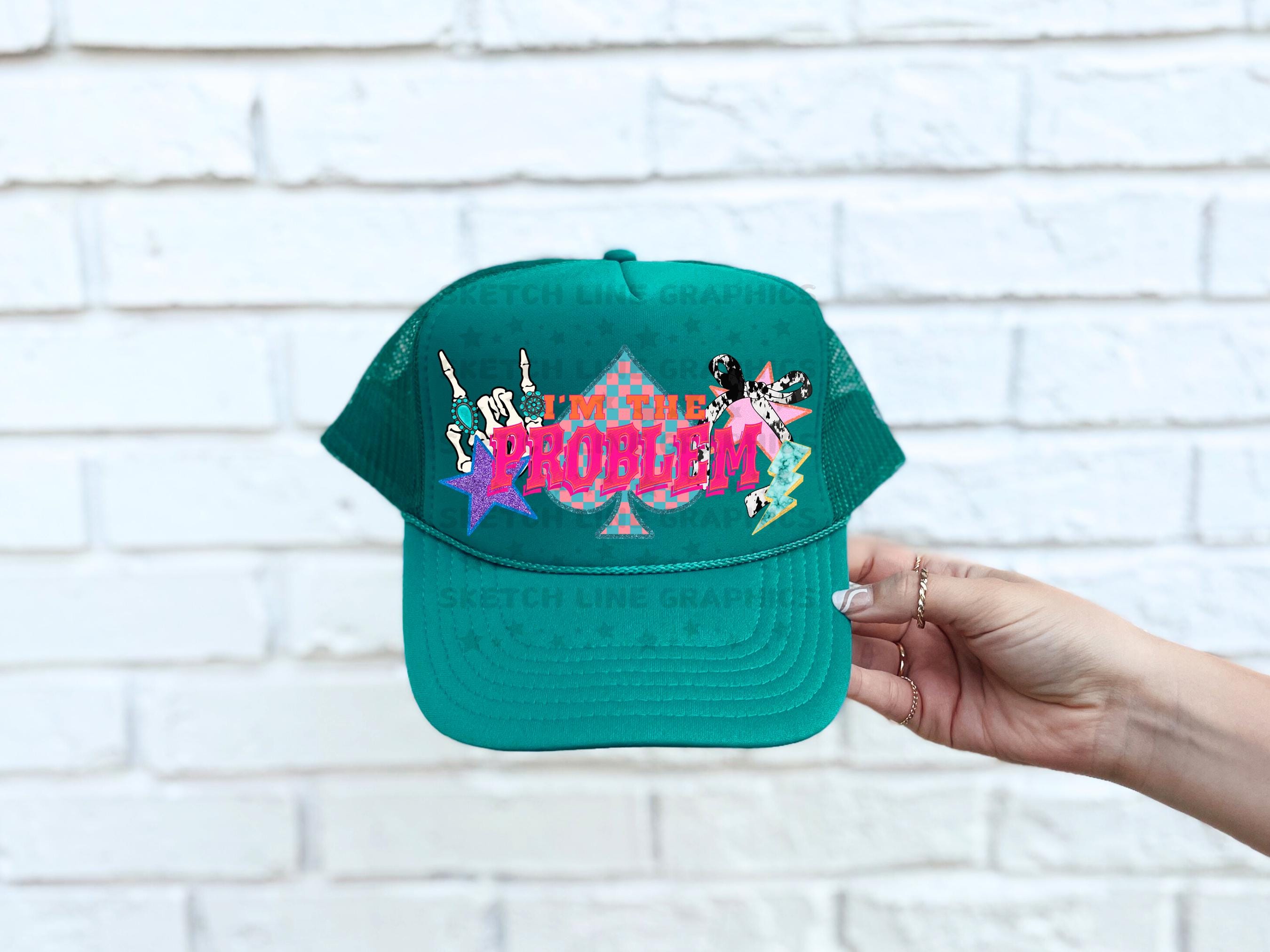 I'm the Problem Trucker Hat Patch Png Design, Checkered Trucker Hat ...