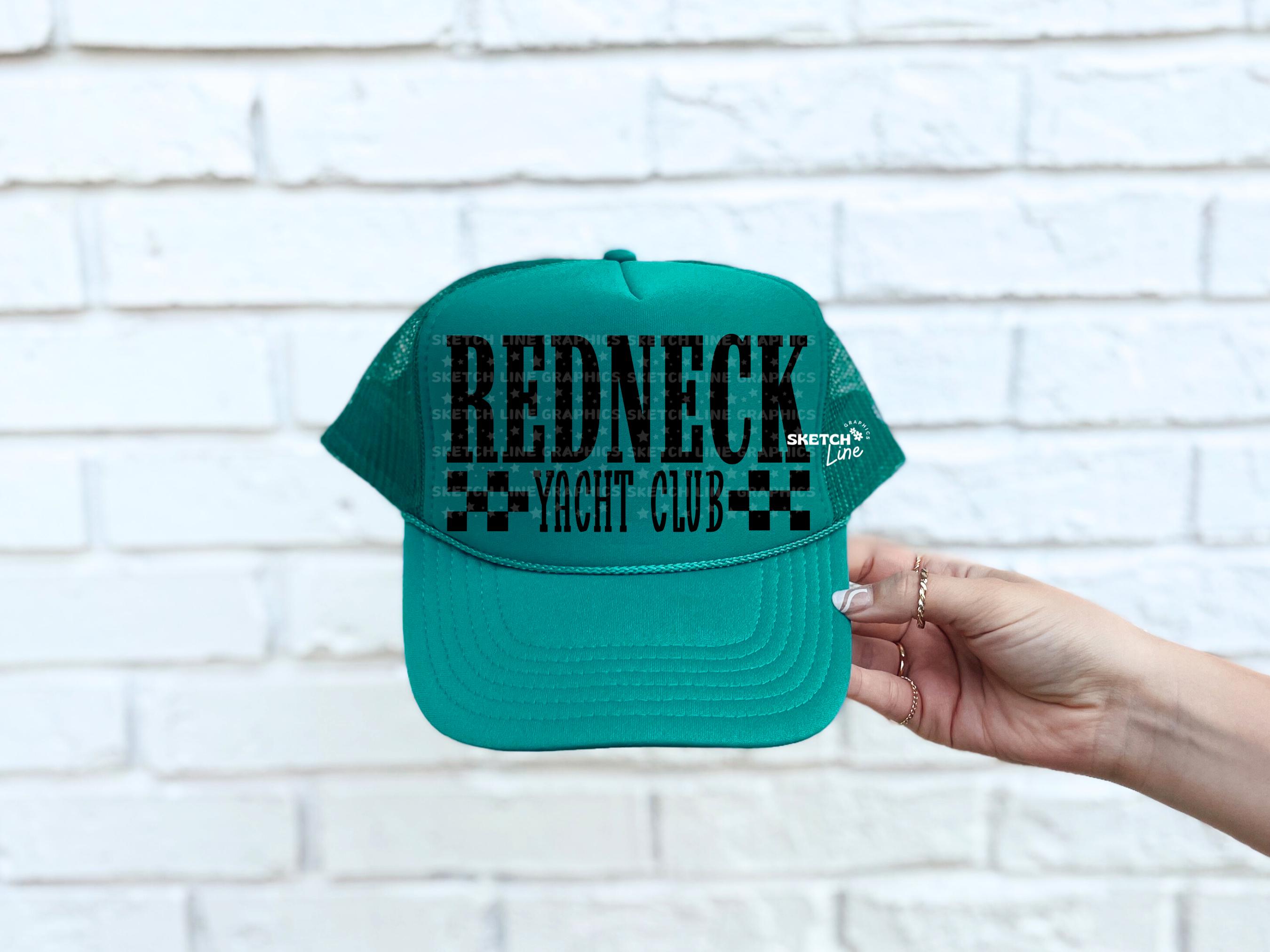 Redneck Yacht Club Patch Png Design, Checkered Trucker Hat Patch Png ...