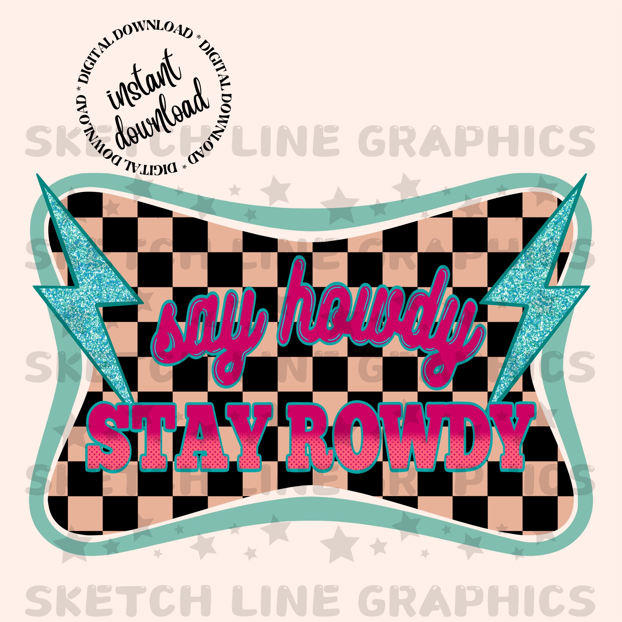 Say Howdy Stay Rowdy Patch Png Design, Checkered Trucker Hat Patch Png ...