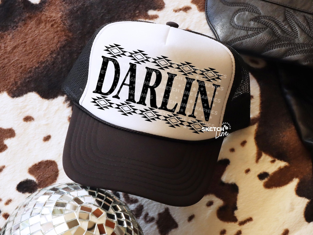 Darlin Trucker Hat Patch Png Design, Western Trucker Hat Patch Png Download, Blue Collar Png ...