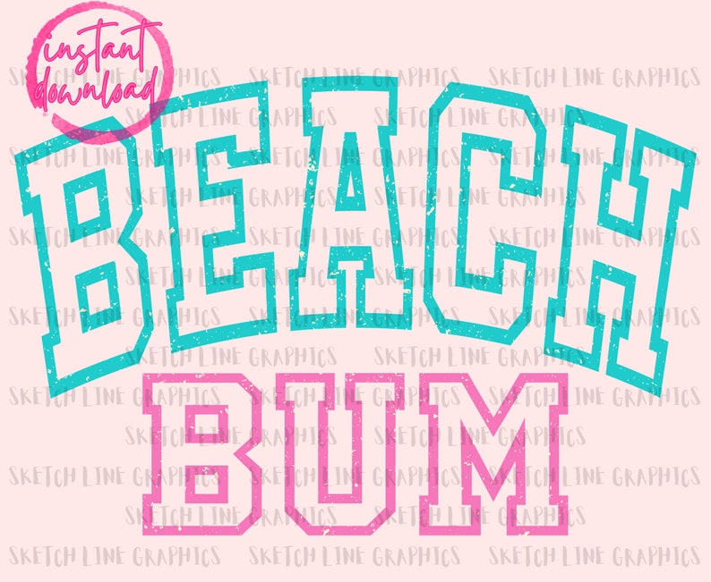 Beach Bum Varsity Letters Sublimation Png Svg Summer Shirt Design ...