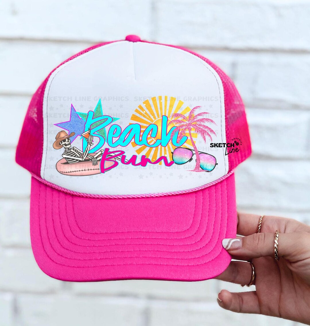 Beach Bum Faux Patch Png Design, Summer Trucker Hat Patch, Faux Glitter ...