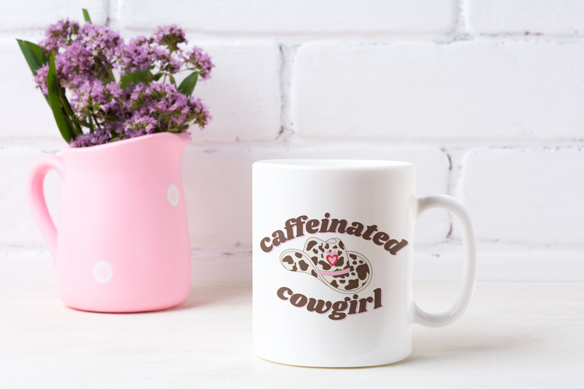 Caffeinated Cowgirl Western Mug Cowboy Hat Cowprint Cute Coffee Lover ...