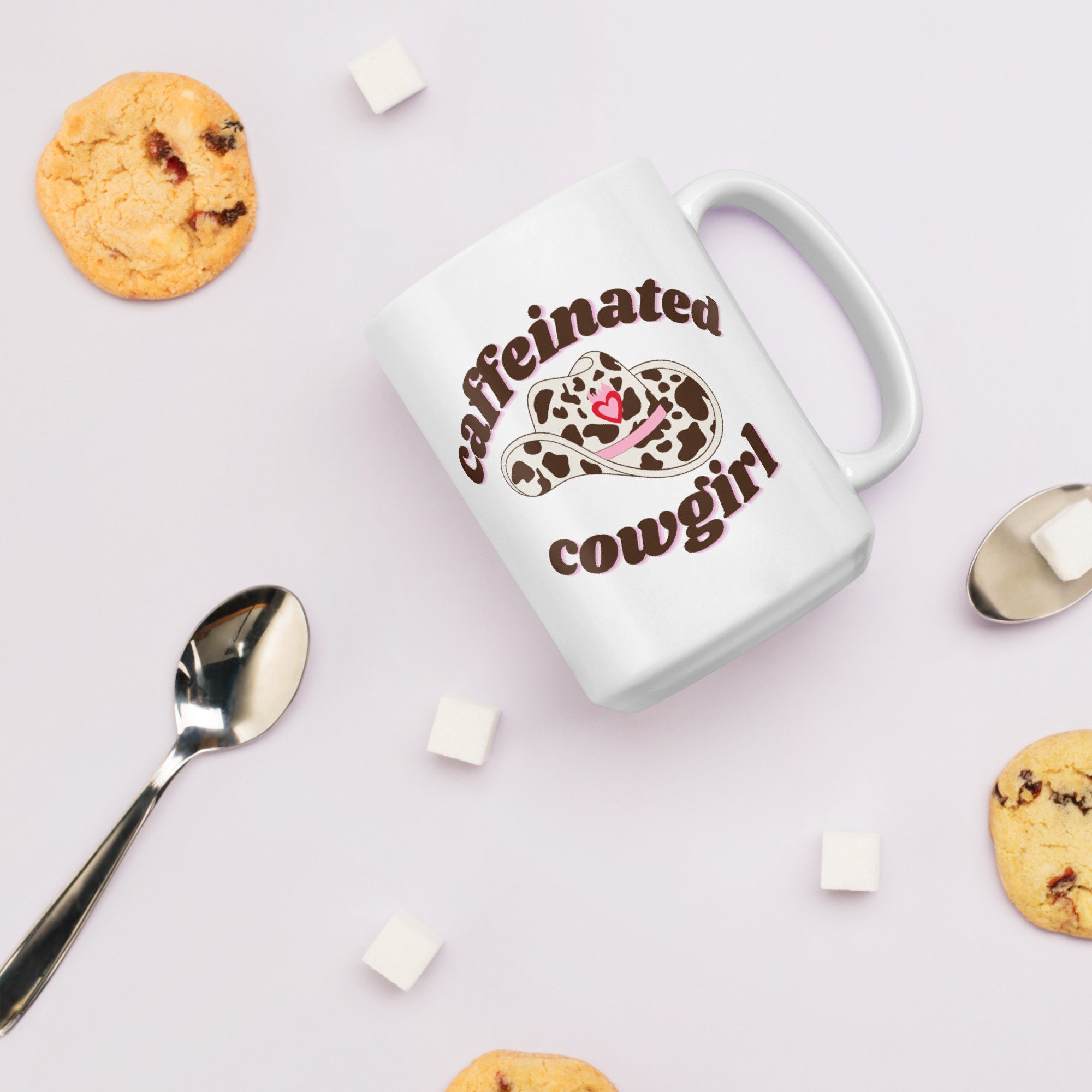 Caffeinated Cowgirl Western Mug Cowboy Hat Cowprint Cute Coffee Lover ...