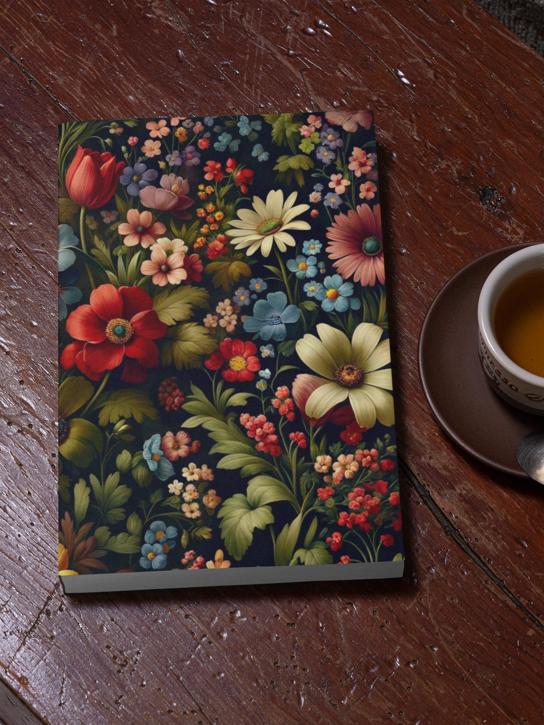 Dark Cottagecore Journal Red Spring Flowers Journal 128 Page Hardcover ...