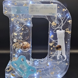 Custom Resin Letter Keepsake – Baby Photo, Birth Stats, Foil Accents - Etsy