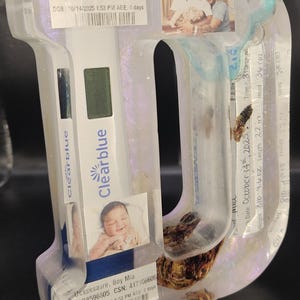 Custom Resin Letter Keepsake – Baby Photo, Birth Stats, Foil Accents - Etsy