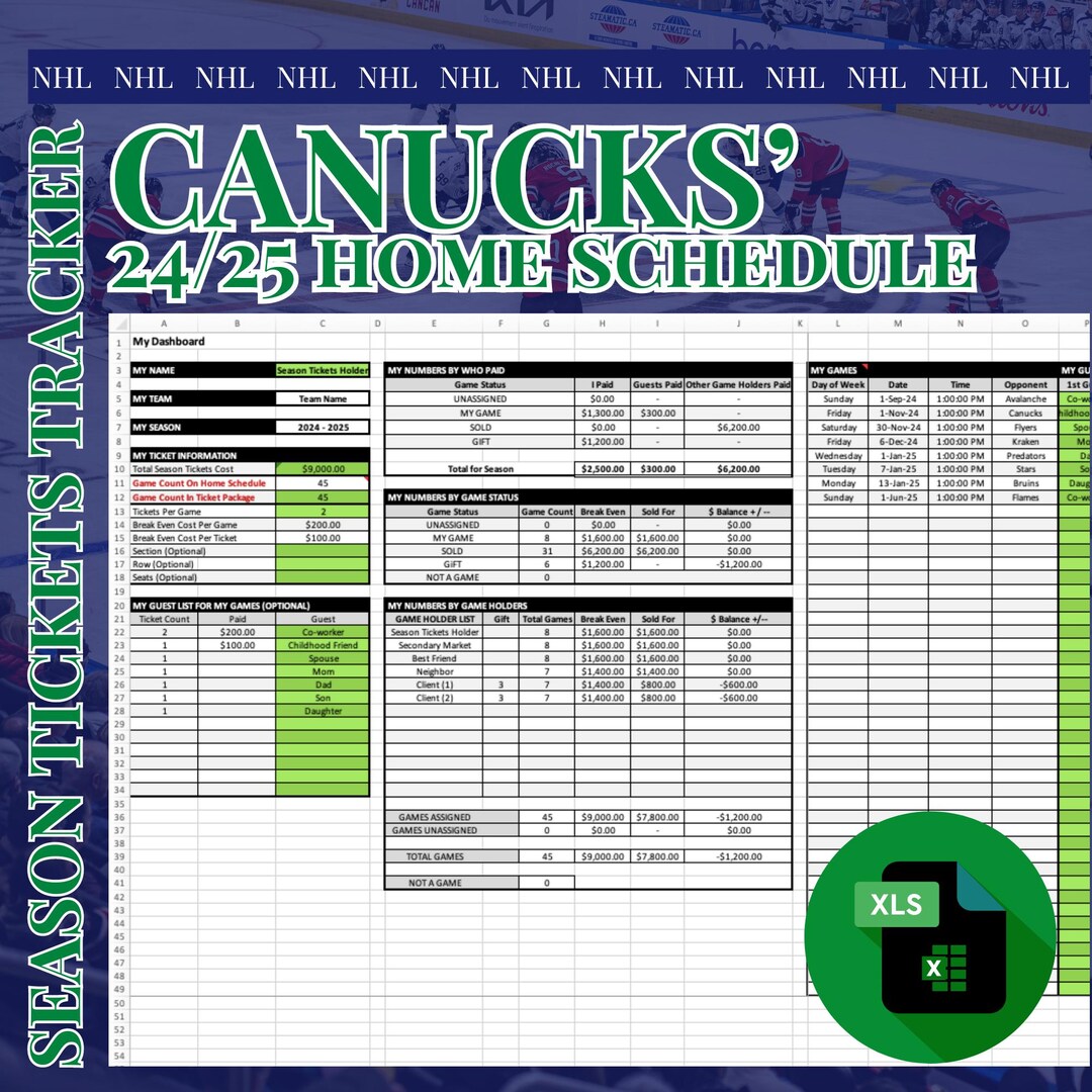Canucks Schedule Season Tickets Tracker 2024-25 - Etsy