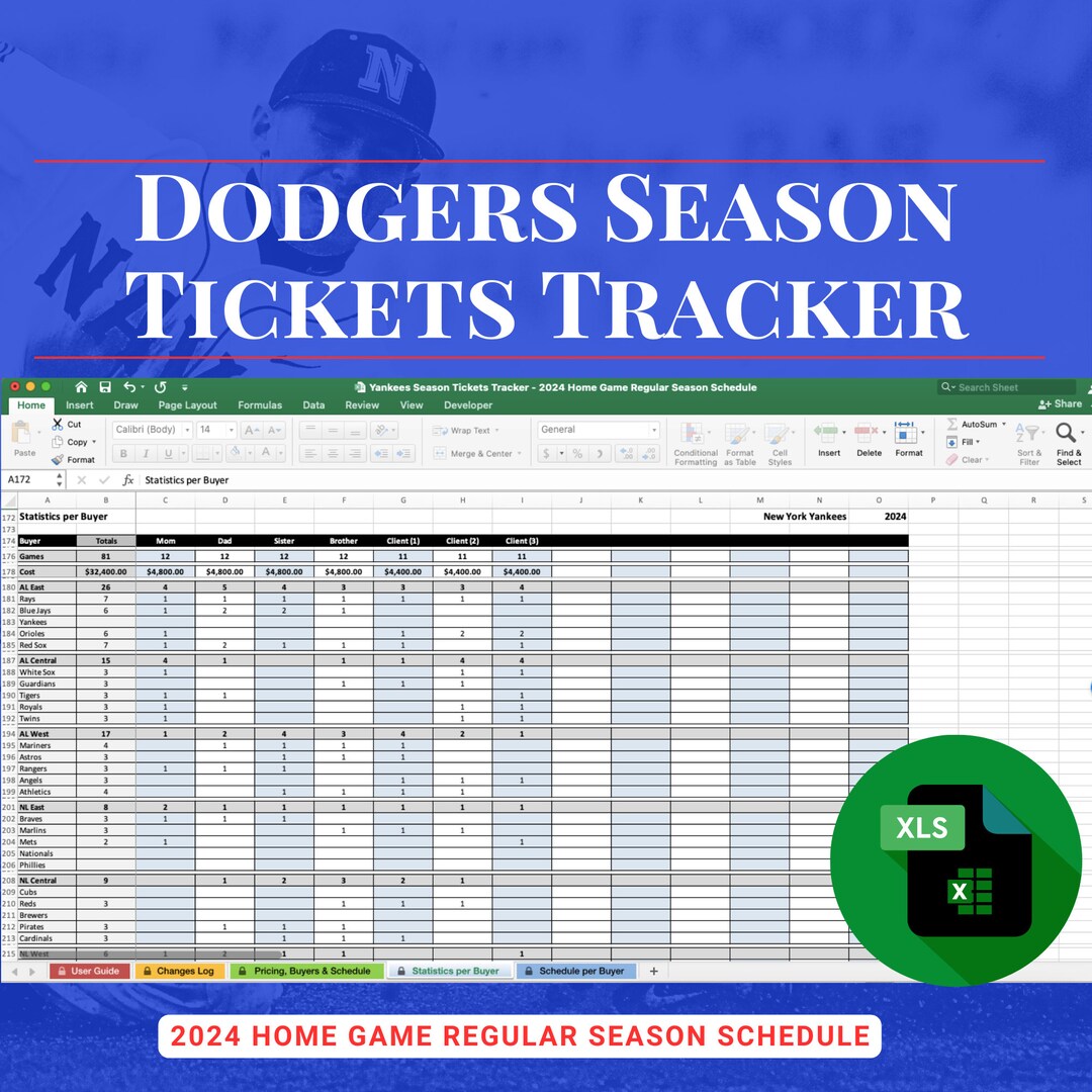 Dodgers Season Tickets Tracker 2024 Home Game Regular Season Schedule ...