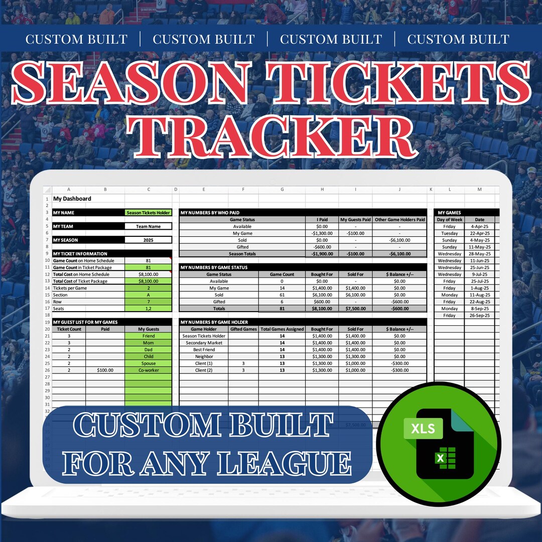Season Tickets Tracker Custom Built for Any League - Etsy
