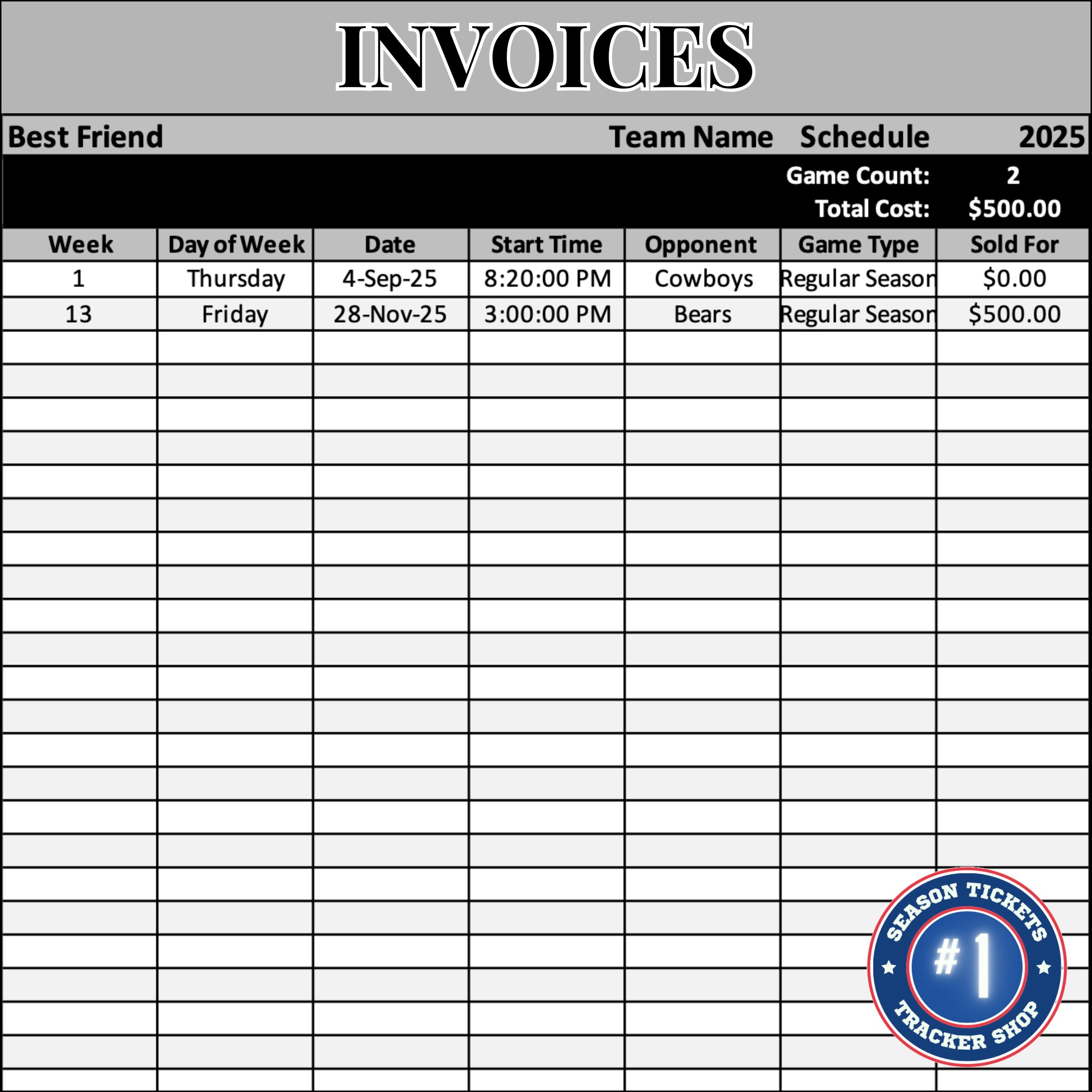 Rams Schedule | Season Tickets Tracker - Etsy