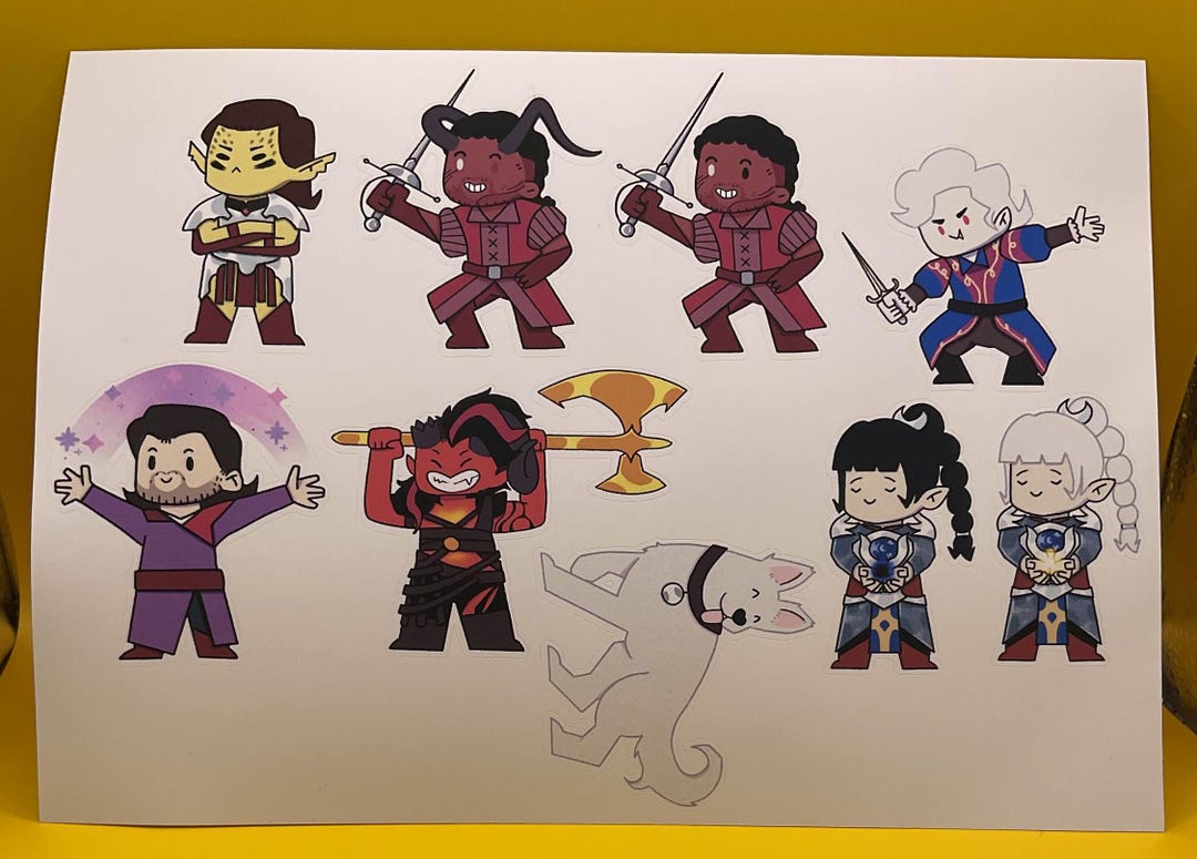 Baldur's Gate 3 Party Sticker Sheet Cute Kiss Cut BG3 Character ...