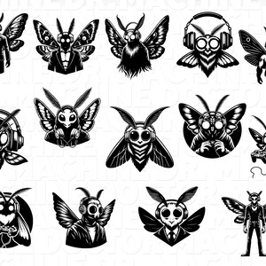 Mothman SVG BUNDLE #1, Urban Mothman With Headphones and Hoverboard ...