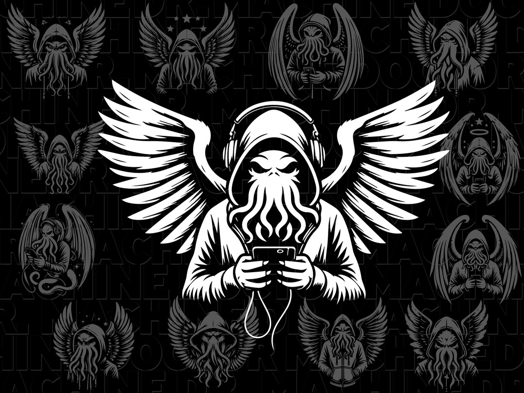 Cthulhu SVG Bundle #3. 10 Cthulhus Texting in Hoodies & Headphones ...