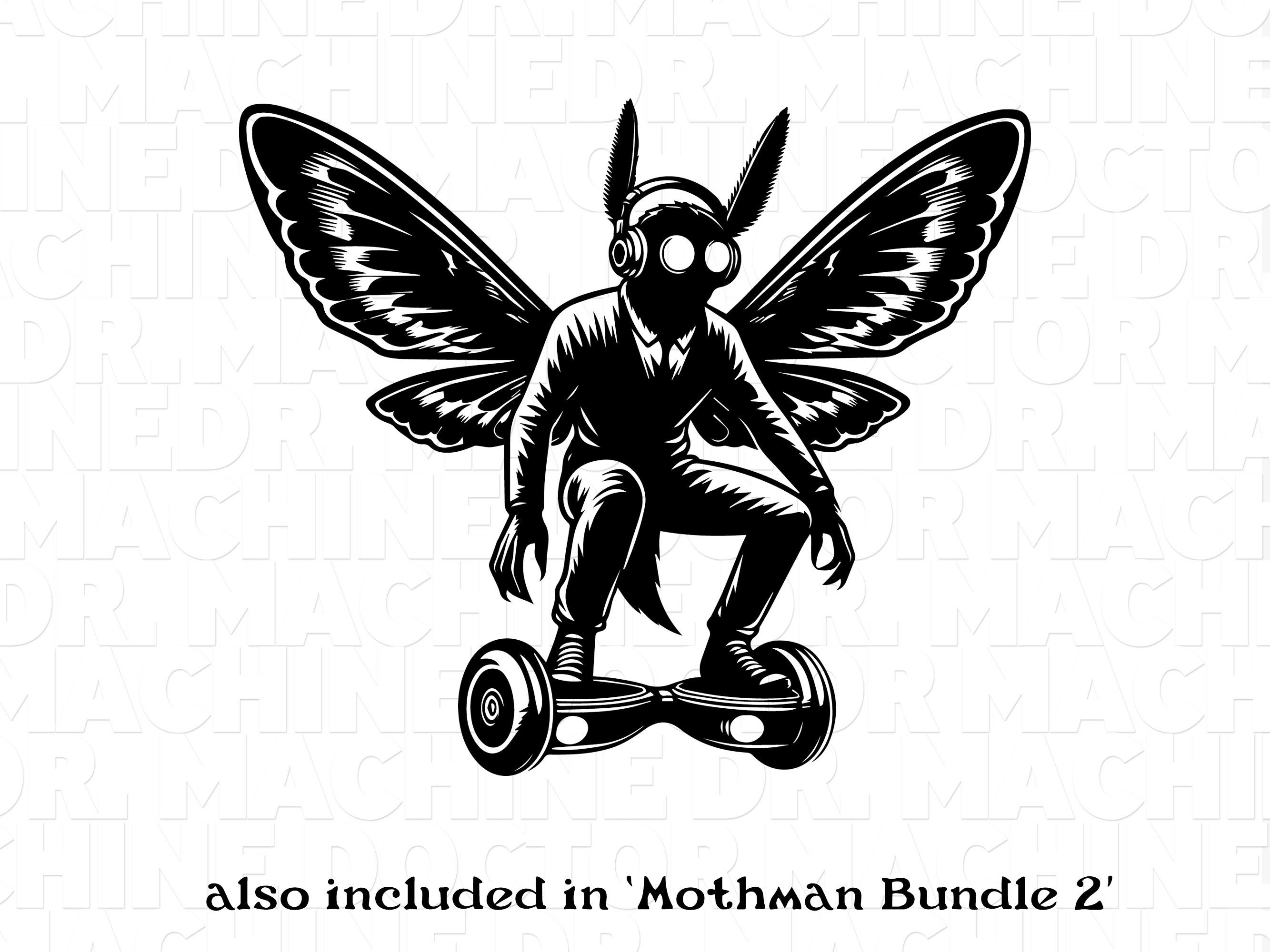 Mothman #15 Cryptid in Suit With Headphones,on a Hoverboard. SVG, Funny ...