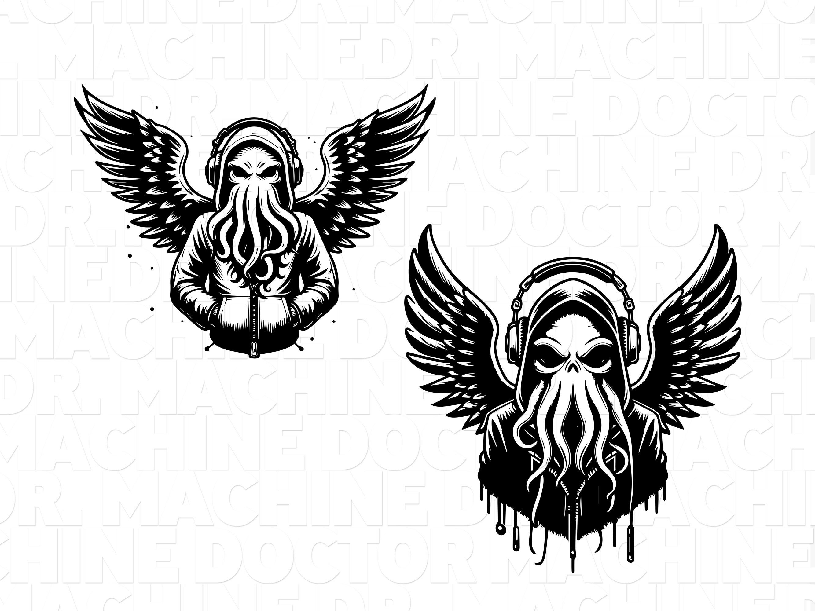 Cthulhu SVG PNG Bundle #2. Ten Cthulhus Looking Shifty in a Hoodie With ...