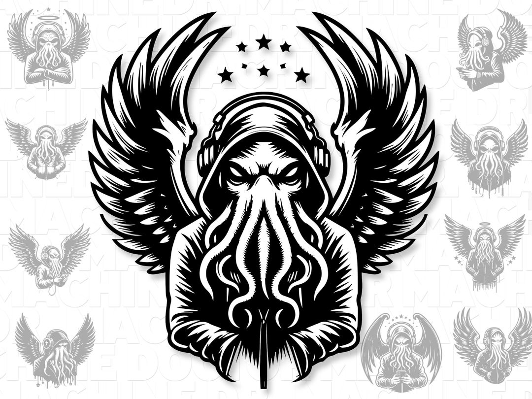 Cthulhu SVG PNG Bundle #2. Ten Cthulhus Looking Shifty in a Hoodie With ...