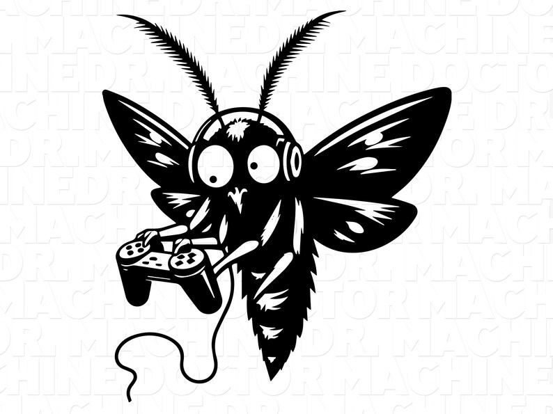 Baby Mothman #19. Cute Moth in Headphones Playing Video Game SVG ...